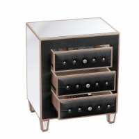 VANITII Mirrored Nightstand With 3 Drawers Velvet Black for Home or Office Use 14.6 D x 19.7 W x 19.7 H Gerbes Super Markets