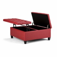 Simpli Home Harrison Coffee Table Ottoman Vegan Leather Storage Tufted Lift Top Modern Crimso Set of 1 Foods Co