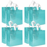 Wrapables Glossy Non Woven Reusable Gift Bags with Handles for Weddings 8pc Blue 8 Pieces Foods Co