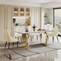 Simplie Fun Sleek 12mm Glass Stone Dining Table Durable Elegant Centerpiece 1 count Foods Co