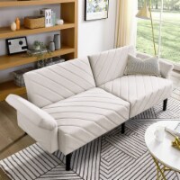 Simplie Fun Mid Century Velvet Futon Sofa Bed with Adjustable Recliner and Durable Frame 1 count King Soopers