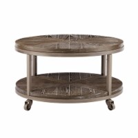 Hivvago 32 inch Brown Rustic and Distressed Round Two Tier Rolling Coffee Table 33 inch King Soopers