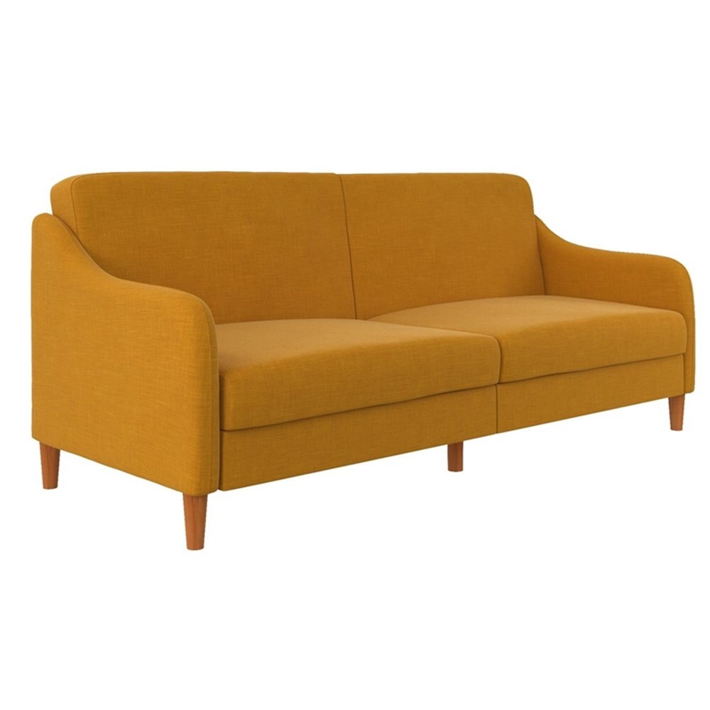 DHP Jasper Convertible Futon Sofa Couch in Mustard Yellow Linen 1 Foods Co