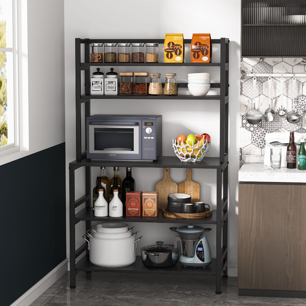 Tribesigns 5 Tier Kitchen Bakers Rack Industrial Storage Shelf Utility Cart Black 5 tier Food 4 Less
