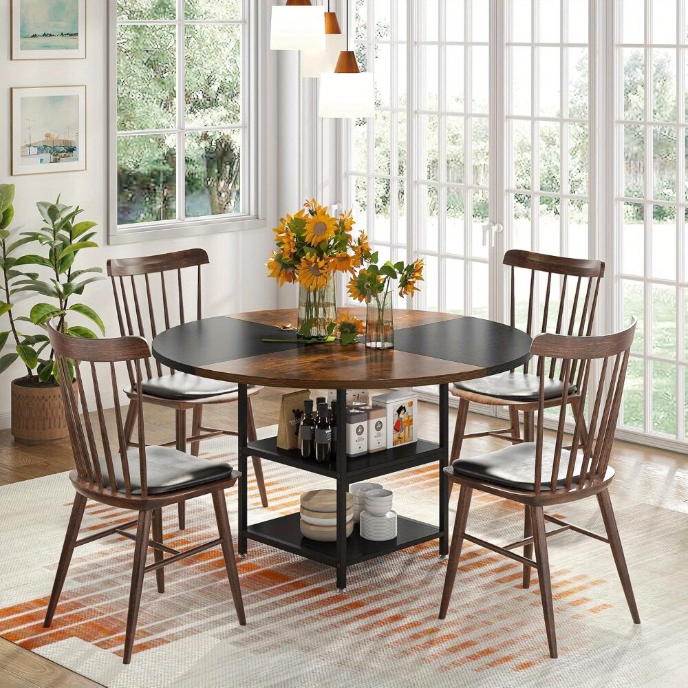 Tribesigns Round Dining Table 47 Inch Kitchen Dinner Table With Storage Shelf No Size Pick n Save
