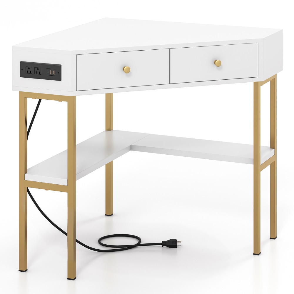 Slickblue Space Saving Corner Computer Desk with 2 Large Drawers 1 Unit Gerbes Super Markets