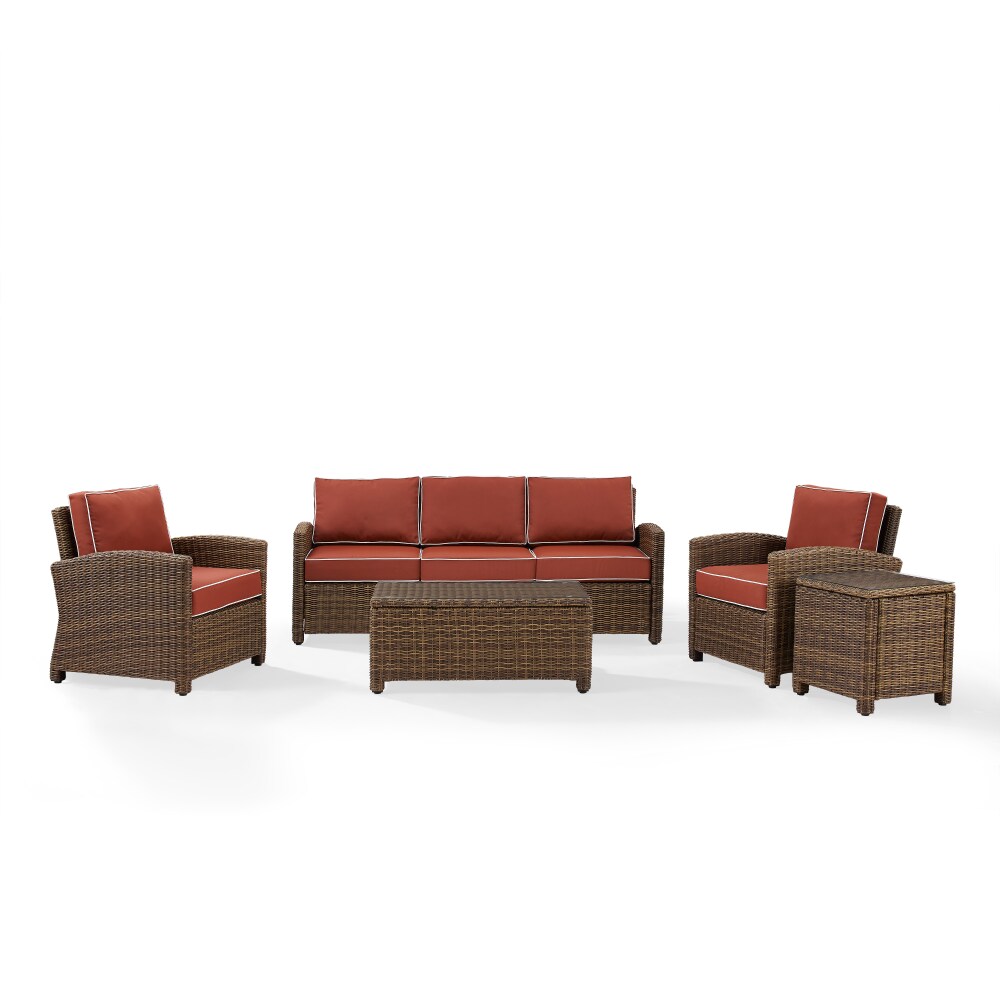 5 Piece Conversation Set Sangria Cushions Sofa Two Arm Chairs Side Table Glass Top Table 1 Gerbes Super Markets