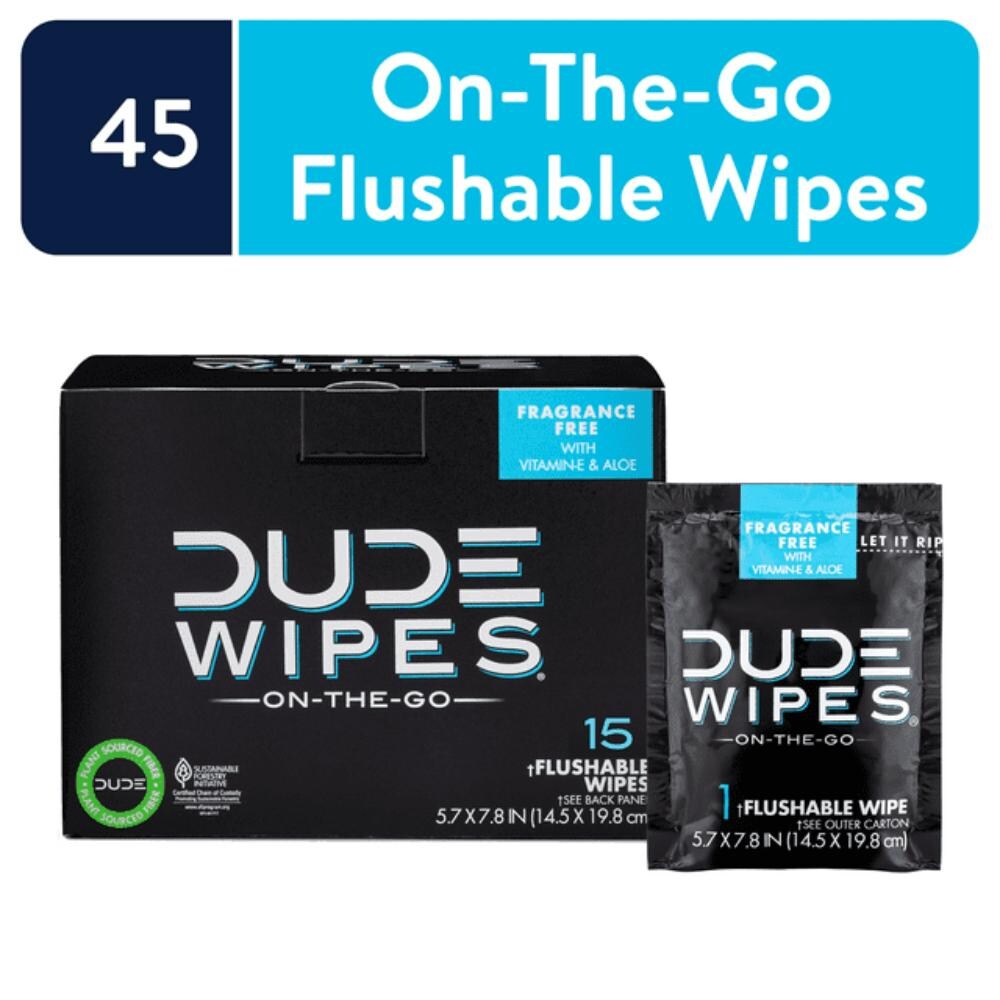 DUDE Wipes Flushable Wipes Unscented XL On The Go Wet Wipes 3 Pack Gerbes Super Markets
