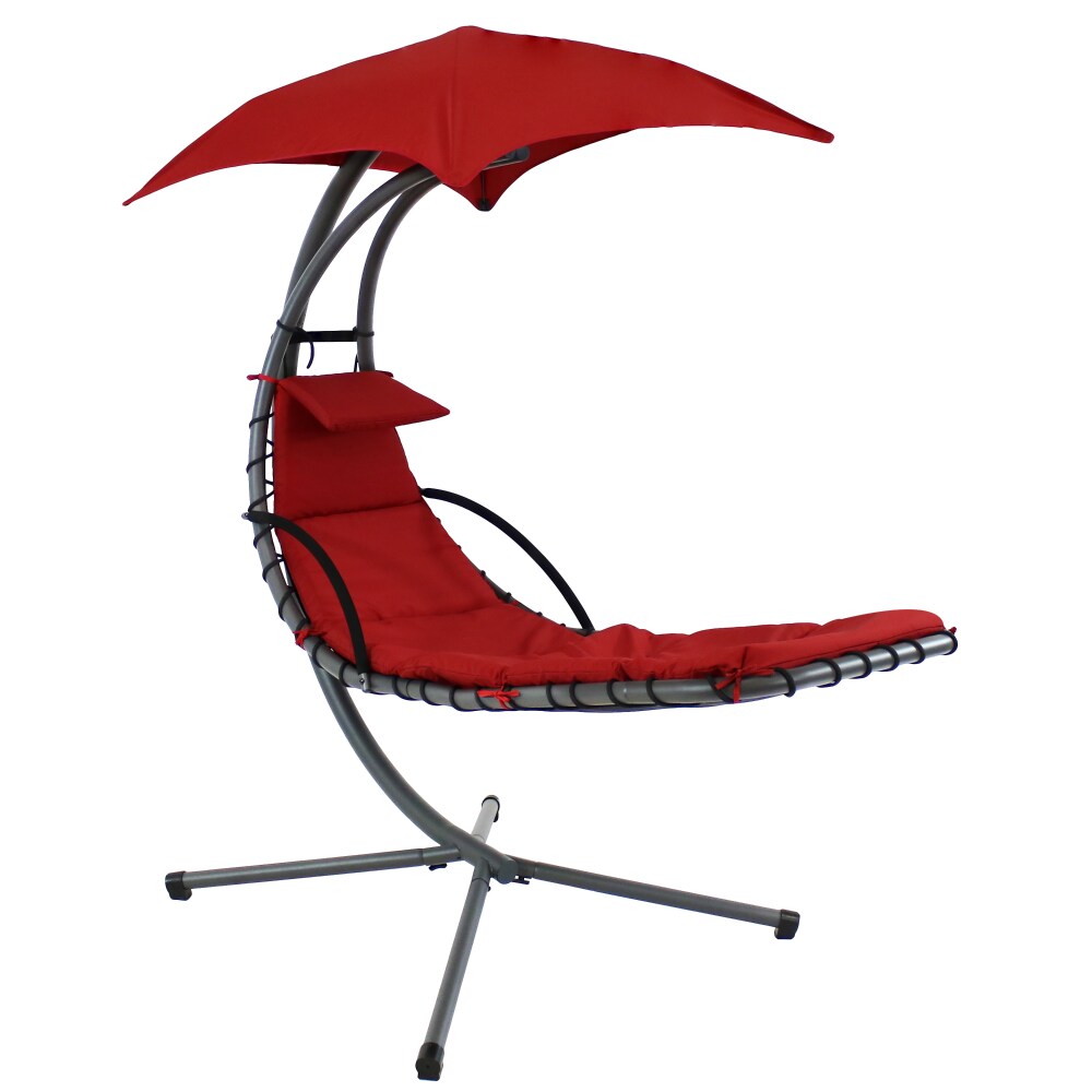 Sunnydaze Floating Lounge Chair with Umbrella Cushion and Stand 82 Foods Co